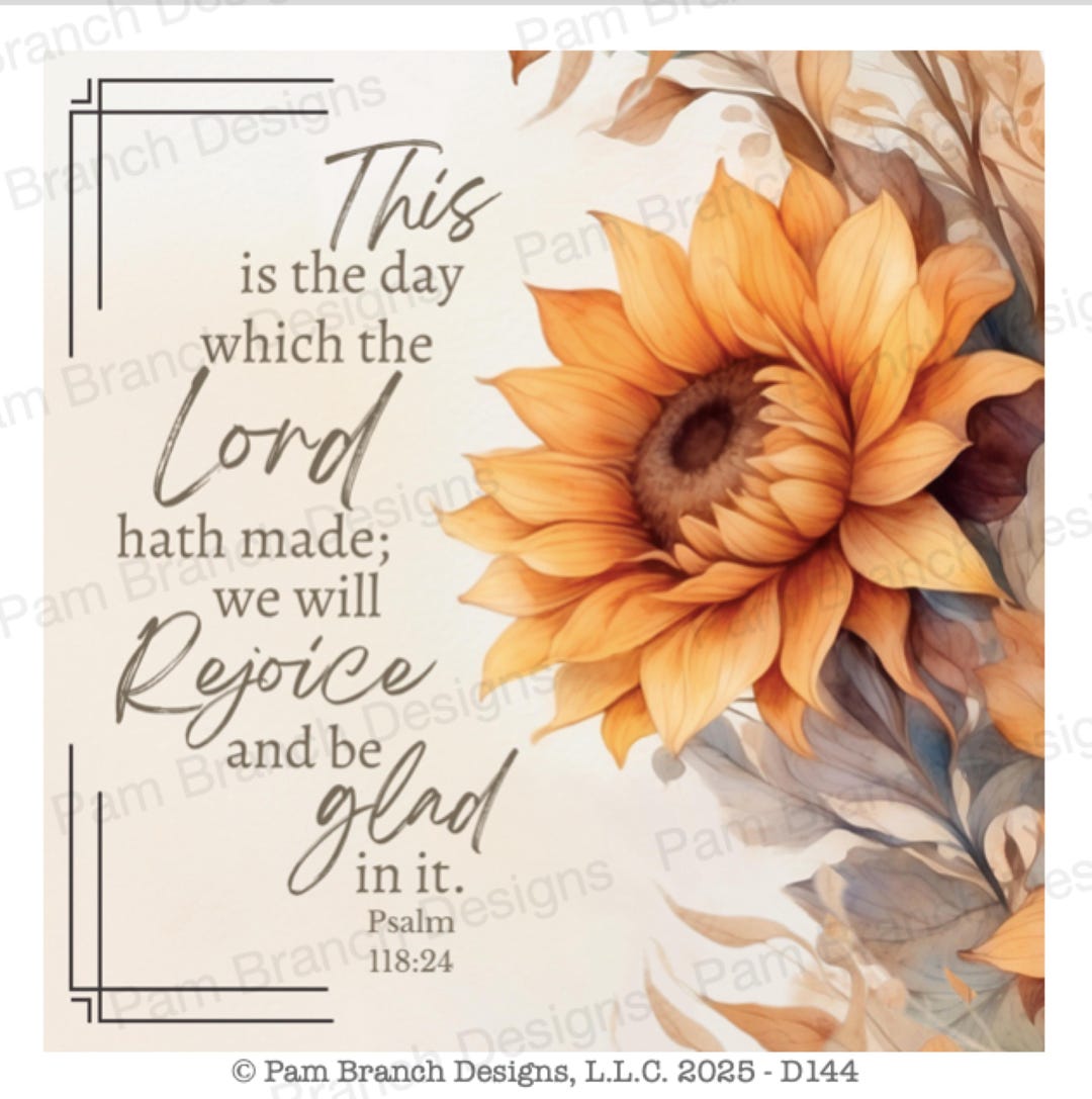 Rice Paper for Decoupage, Sunflower With Bible Verse, "this is the Day ...