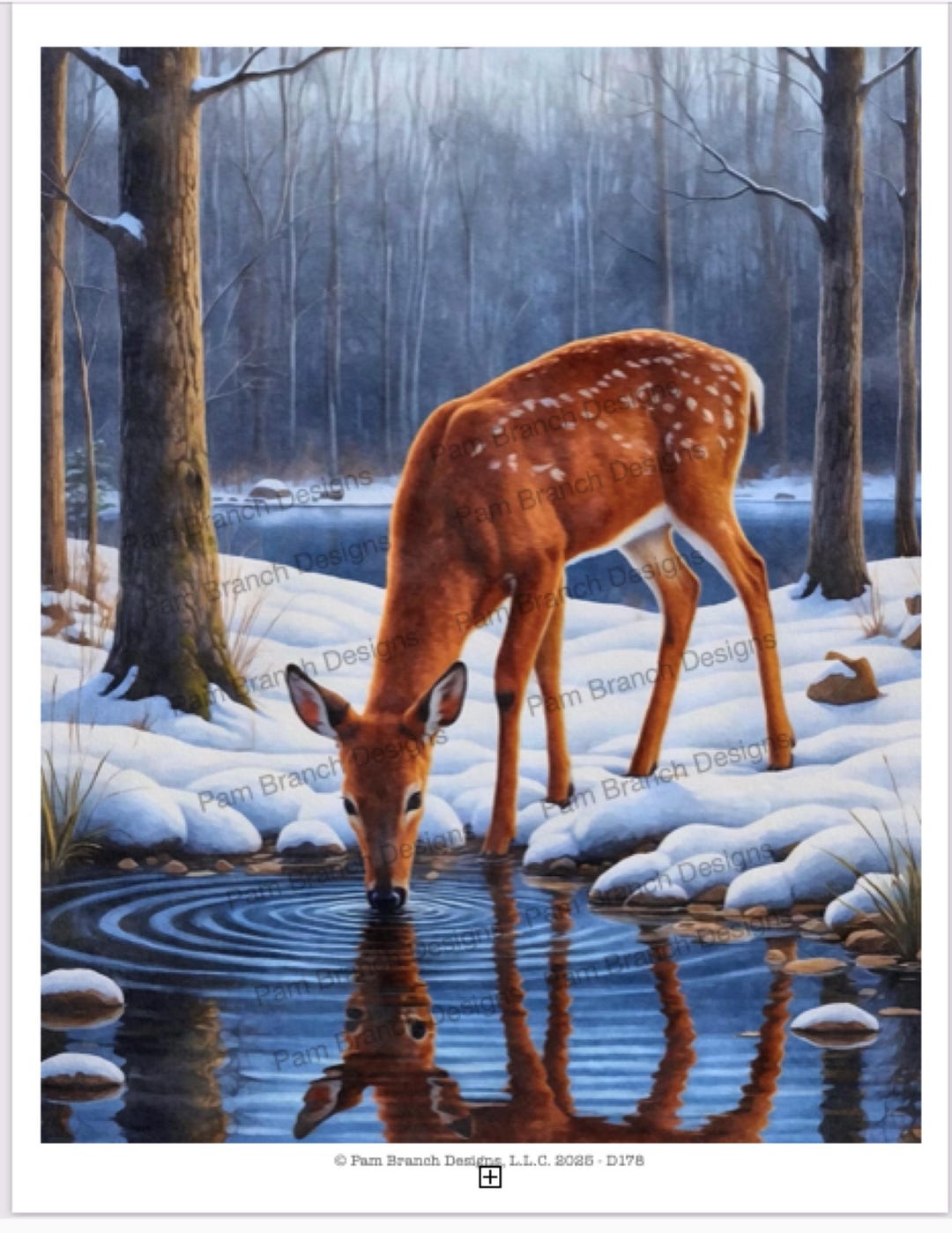 Deer Reflective Pool in Winter Rice Paper for Decoupage Crafts D178 - Etsy