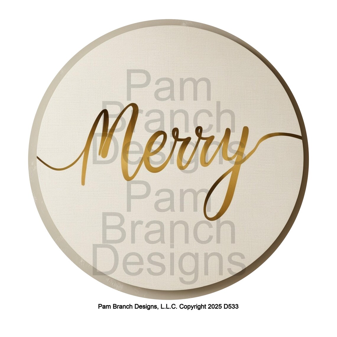 Gold Script Merry on Neutral Background – Rice Paper for DIY Christmas ...