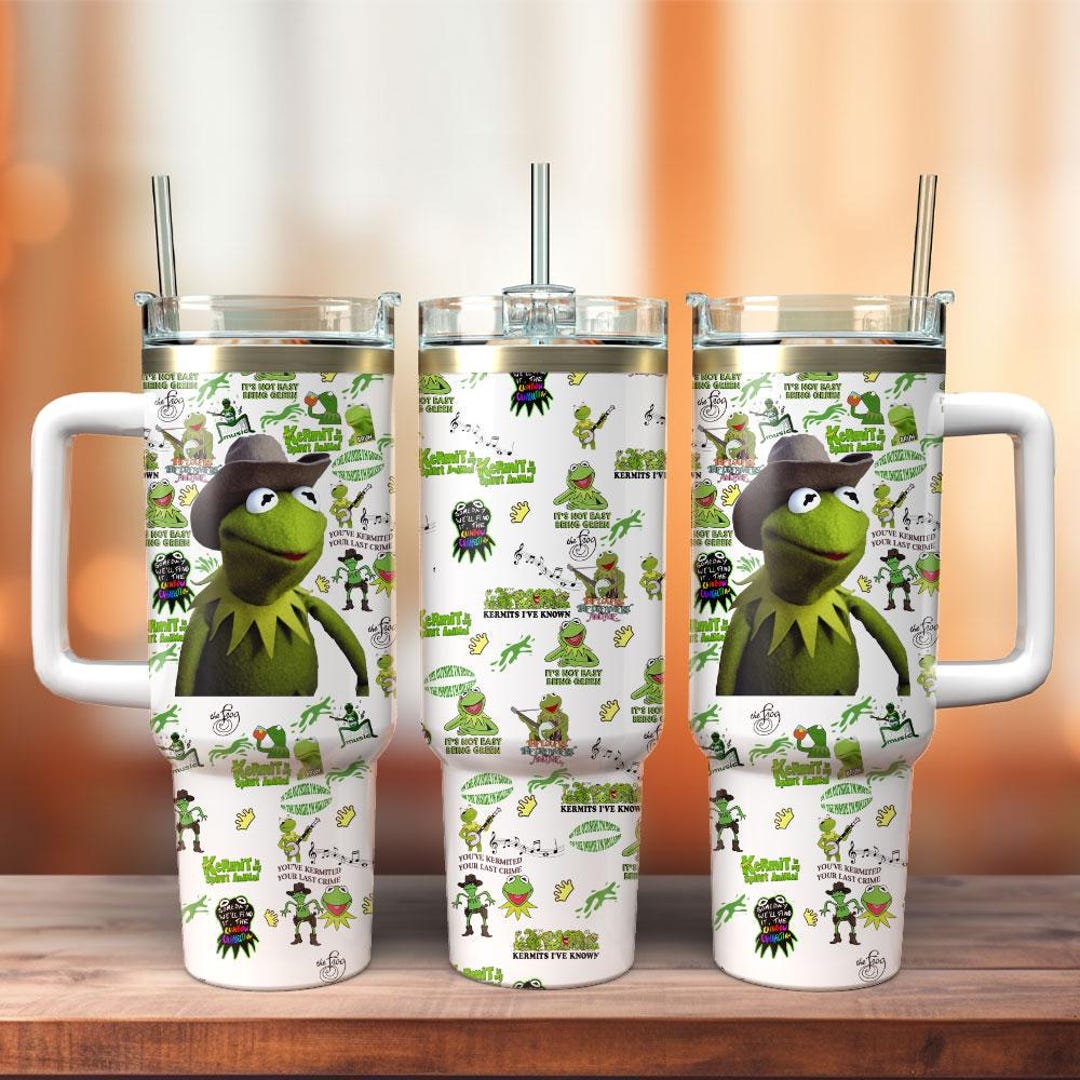 Kermit the Frog Tumbler 40oz, Kermit Frog Tumbler, Frog Green Insulated ...