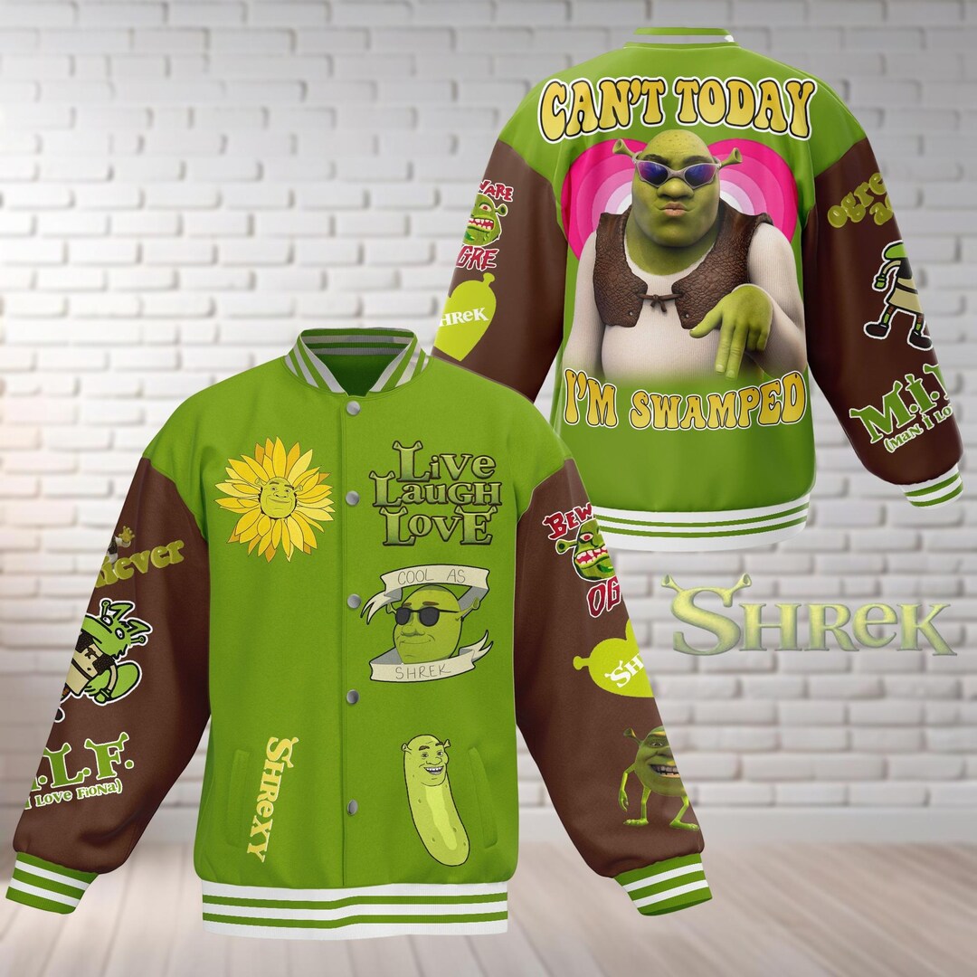 Shrek Baseball Jacket, Shrek Face Jacket, Fiona and Shrek Jacket for ...