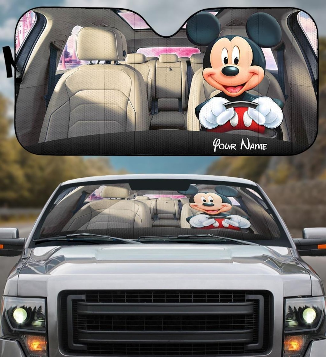 Custom Mickey Mouse Car Sun Shade, Disney Mickey Sunshade, Disneyland ...