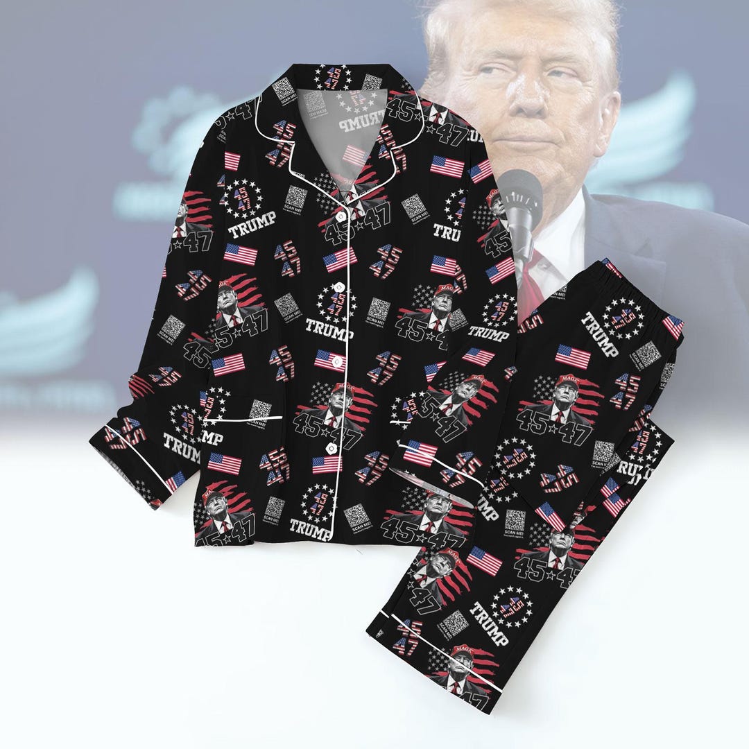 Trump Dance QR Code Pajamas Set, Funny Trump Dancing Pajamas, Trump 45 ...