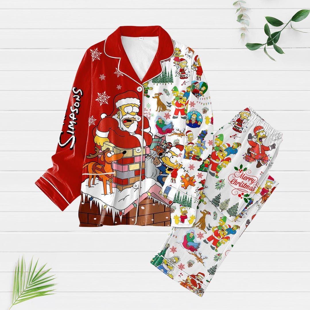 The Simpsons Christmas Pajamas Set, Bart Simpsons Family Pajamas, Funny ...