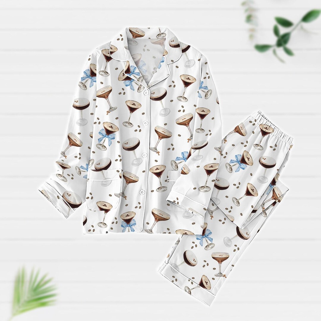 Espresso Martini Pajamas Set, Alcohol Matching Pajamas, Martini Pajamas ...