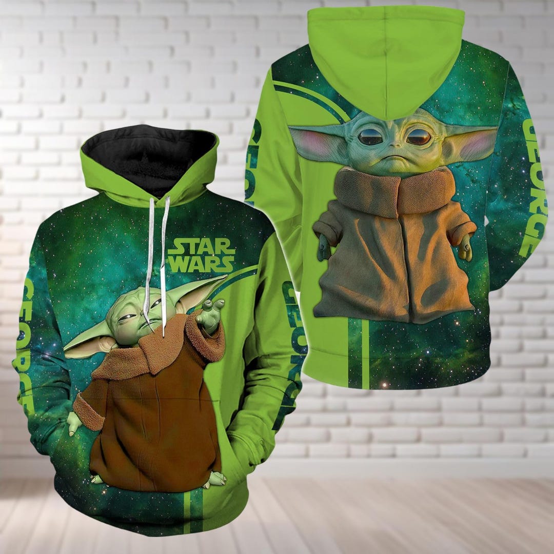 Personalized Cute Baby Yoda Hoodie, Star Wars Hoodie, Gift for Baby ...
