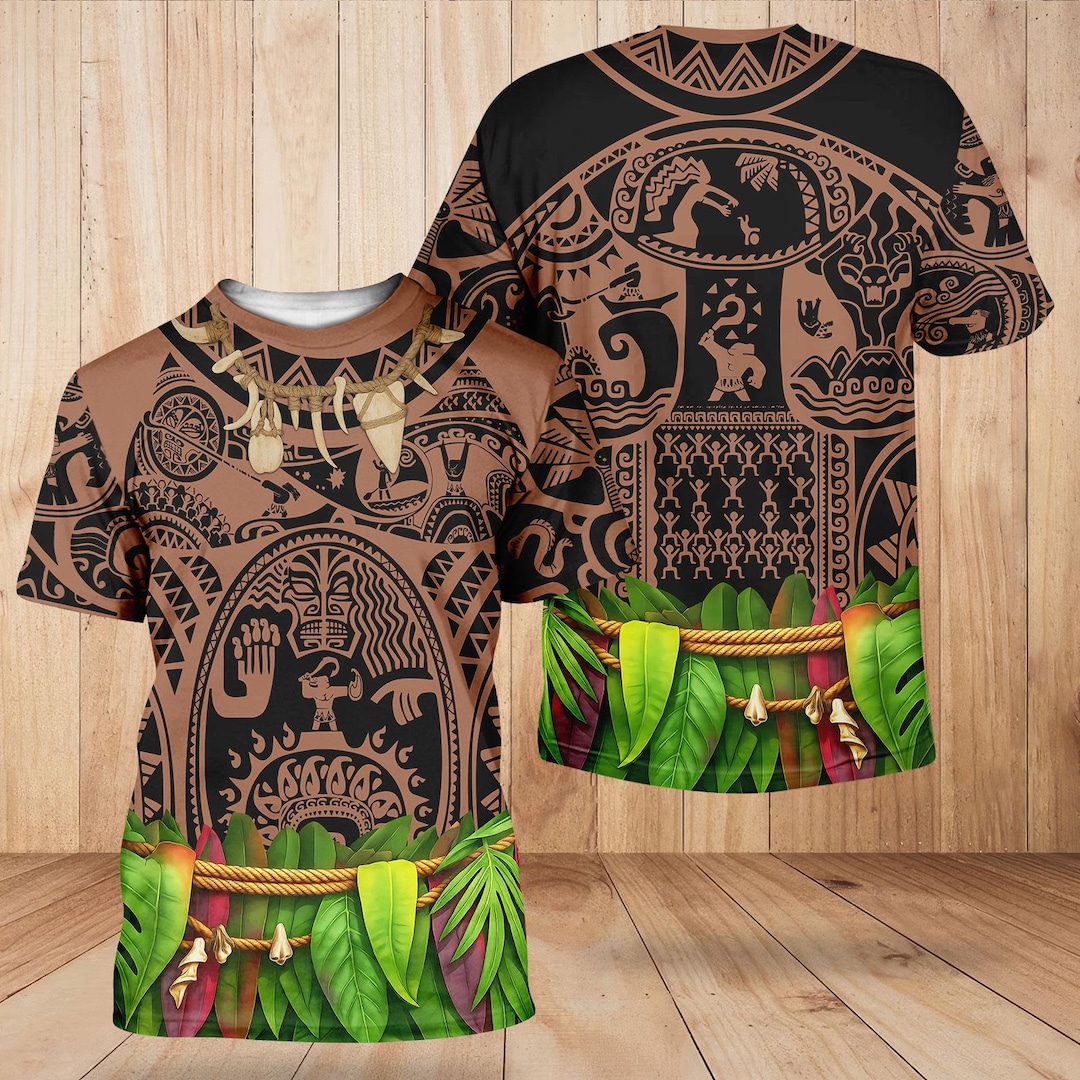 Maui Cosplay Shirt, Moana Maui Costume Outfit, Polynesian Tattoo ...