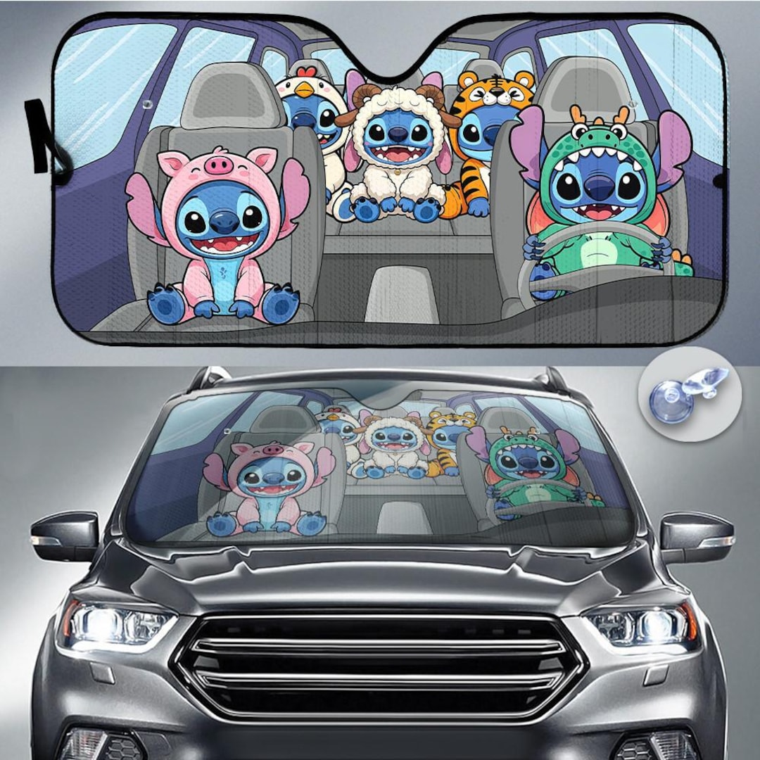 Cute Stitch Movie Car Auto Sun Shades, Lilo and Stitch Car Windshield ...