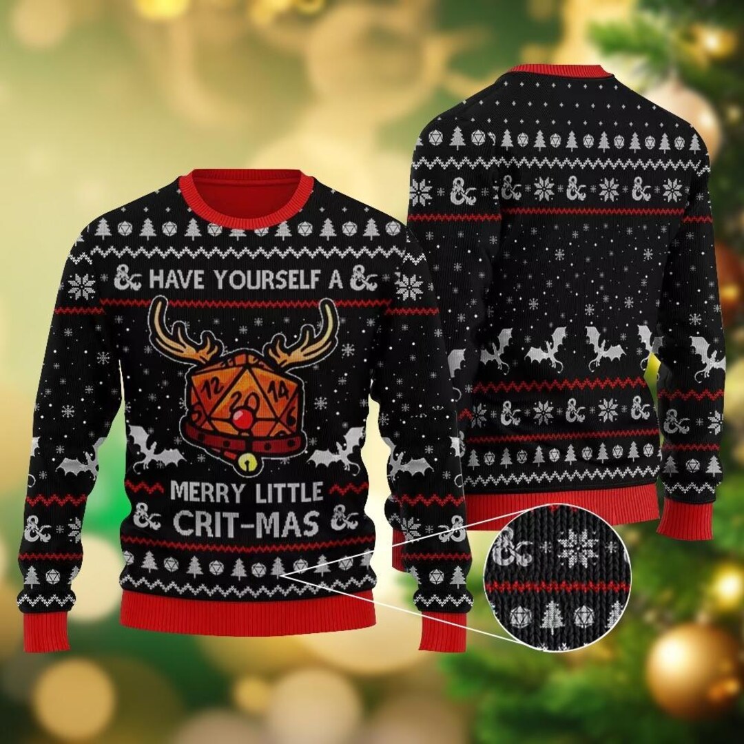 Christmas Dnd Ugly Sweater, Dungeons and Dragons Ugly Sweater, Dnd Dice ...
