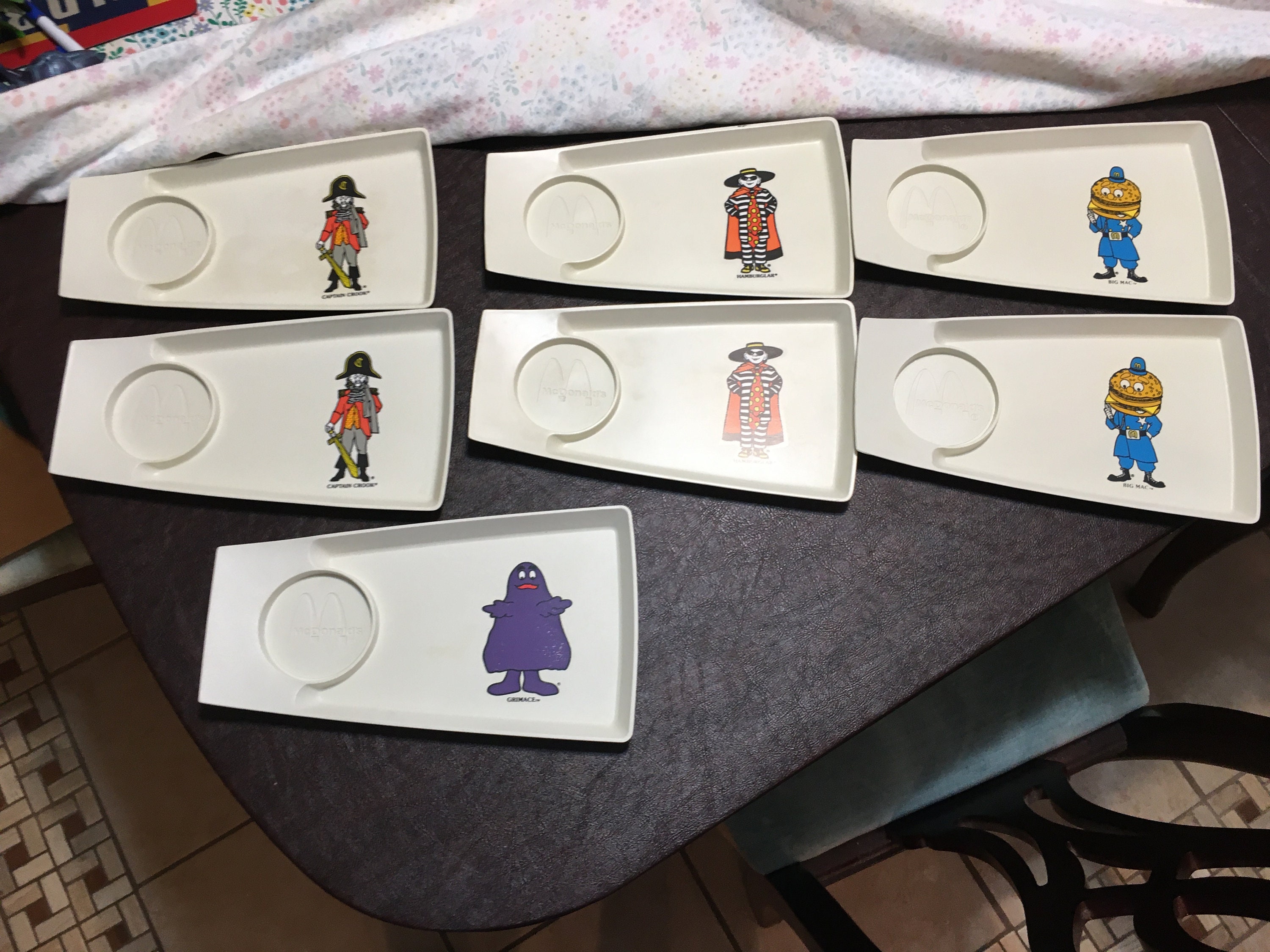 Vintage 1970's NEAR MINT Mcdonalds Happy Meal Serving Trays Set of 7 ...