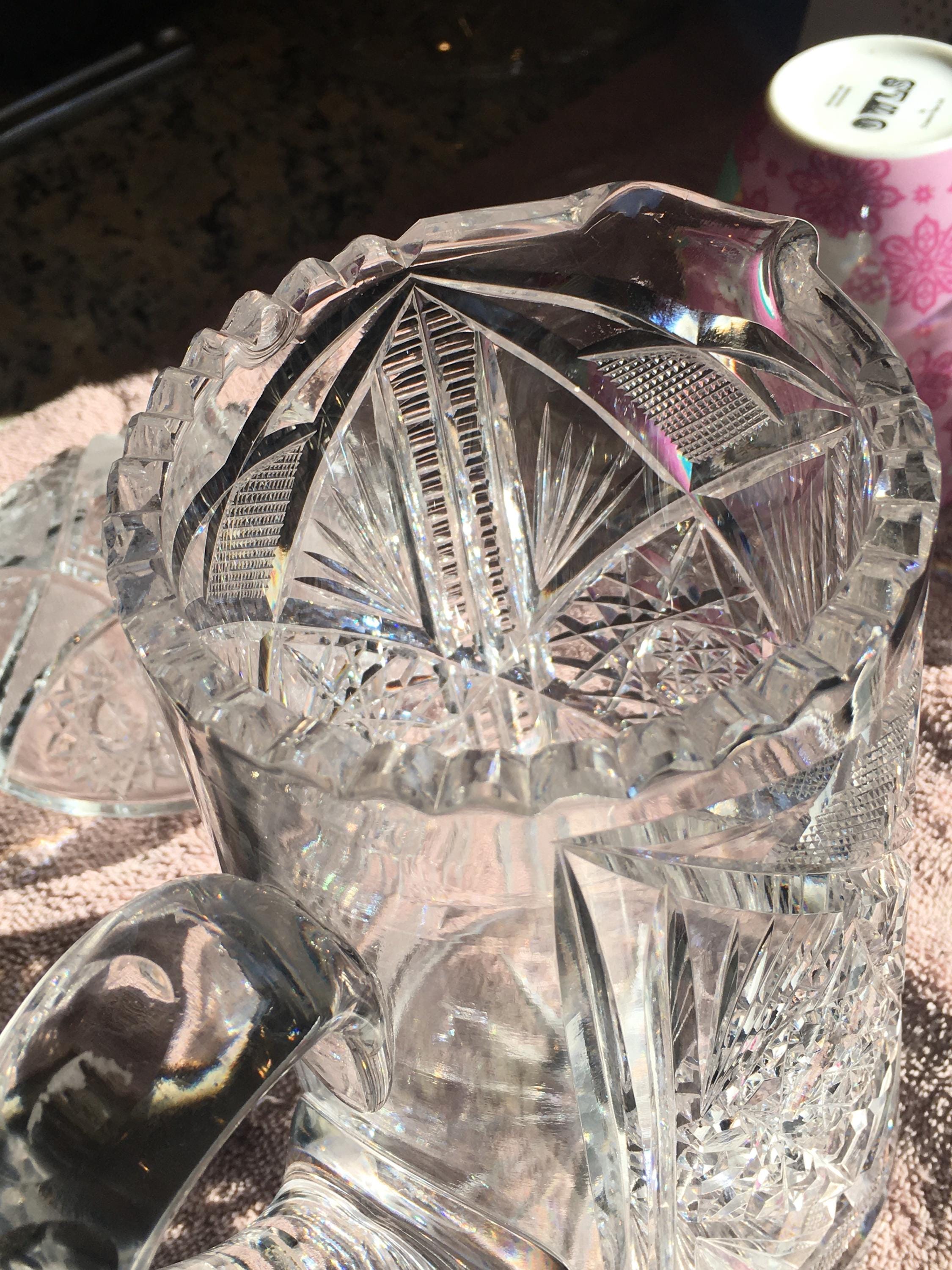 SUPERB! ABP Super Cut Glass Pitcher / Jug X-heavy American Brilliant ...