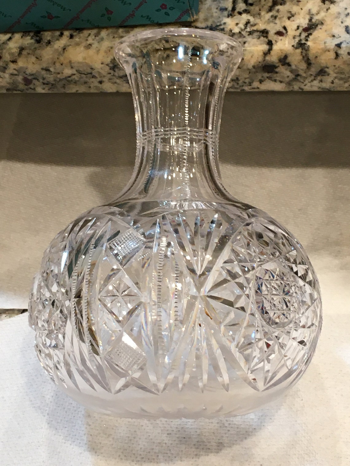 SUPERB! ABP Super Cut Glass Hobstar Filled Water Claret Carafe Decanter ...