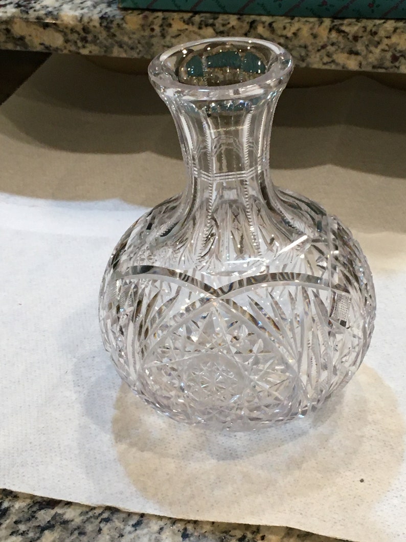 SUPERB! ABP Super Cut Glass Hobstar Filled Water Claret Carafe Decanter ...