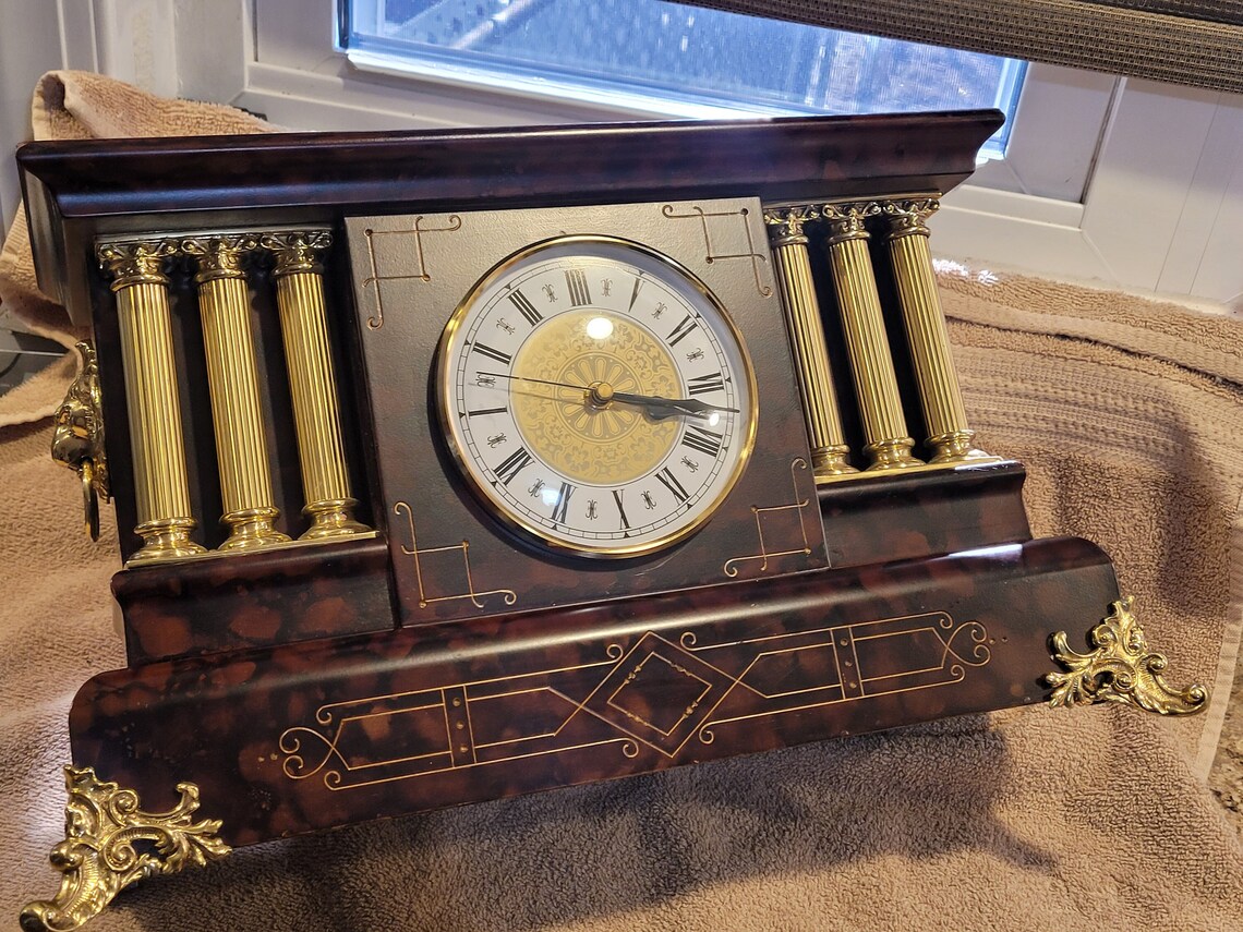 REPRODUCTION Luxury Adamantine Mantle Clock Circa 1900's Traditional ...