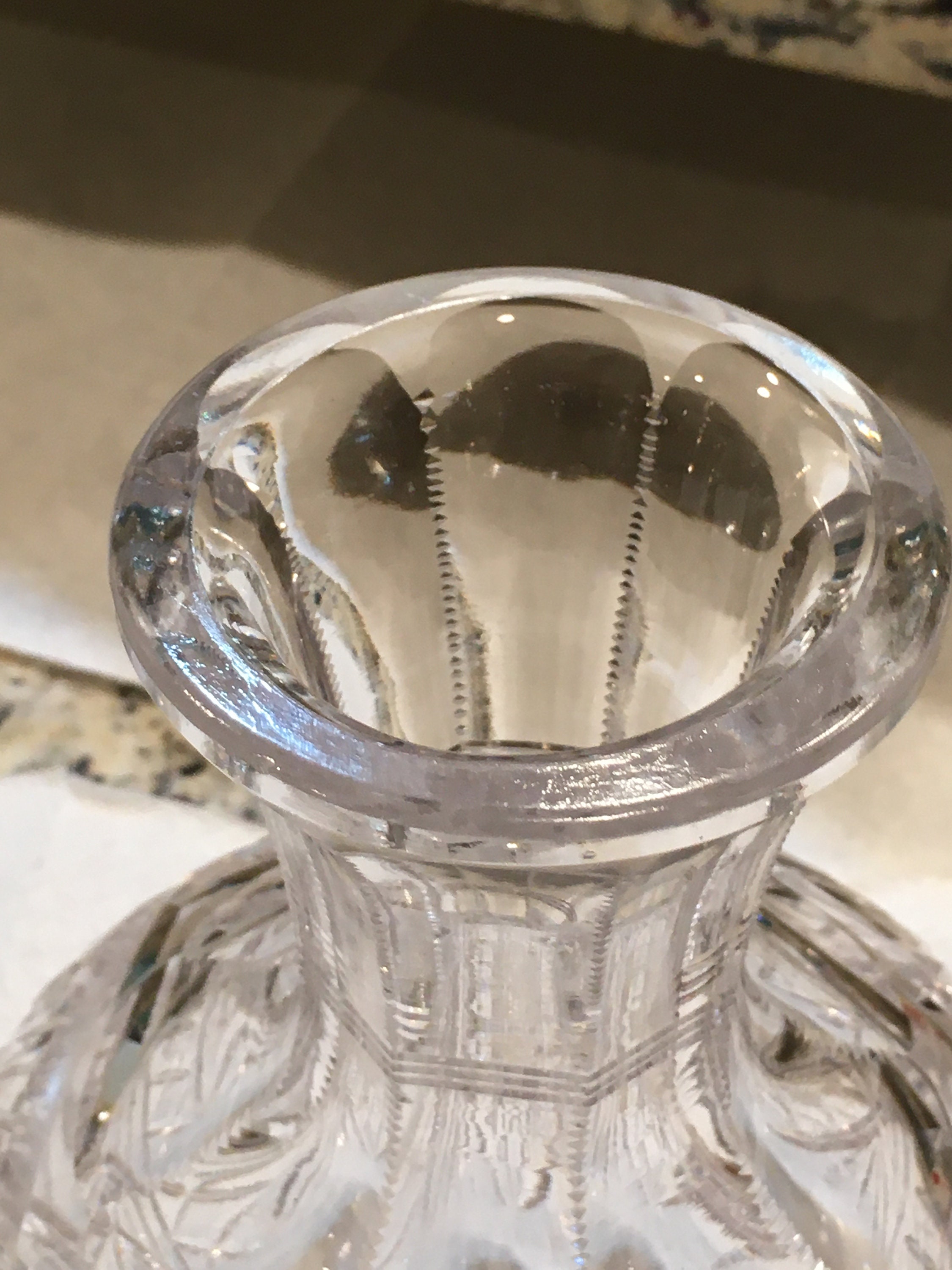 SUPERB! ABP Super Cut Glass Hobstar Filled Water Claret Carafe Decanter ...