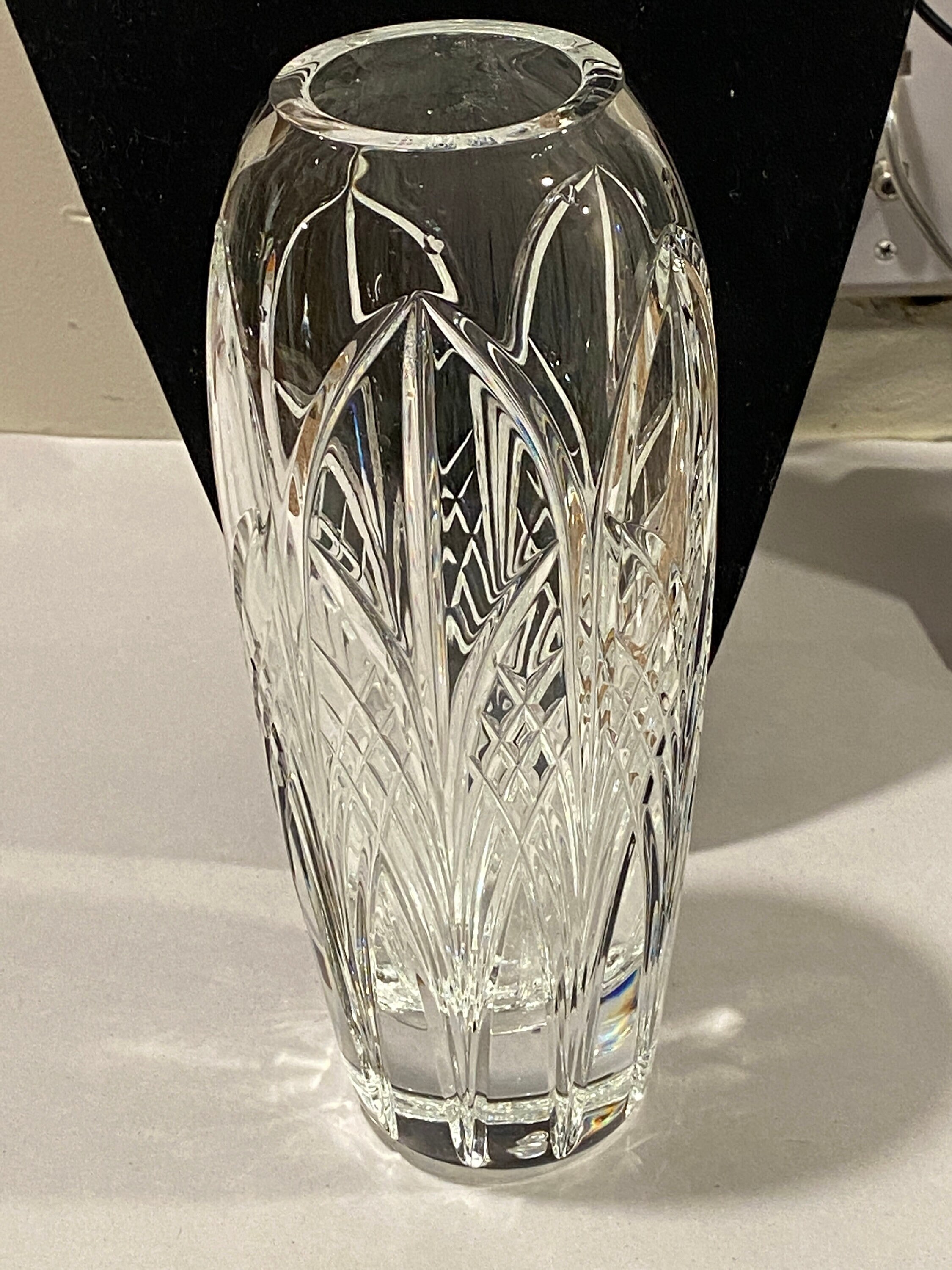 Rare Beautiful LENOX FLOWER VASE Cut Lead Crystal Tall Centerpiece Vase ...