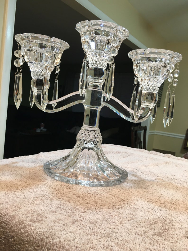 Shannon Crystal Celeste Pattern ELEGANT LARGE CENTERPIECE 3 Arm ...