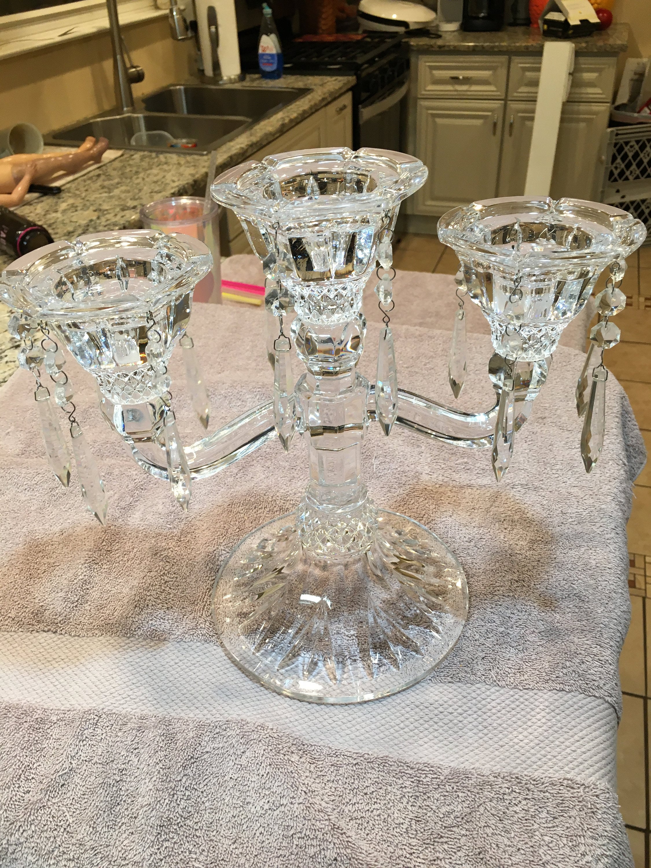 Shannon Crystal Celeste Pattern ELEGANT LARGE CENTERPIECE 3 Arm ...