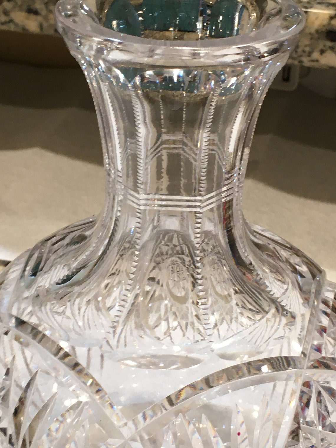 SUPERB! ABP Super Cut Glass Hobstar Filled Water Claret Carafe Decanter ...