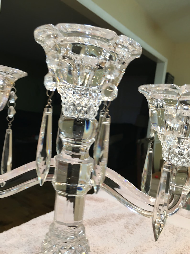 Shannon Crystal Celeste Pattern ELEGANT LARGE CENTERPIECE 3 Arm ...