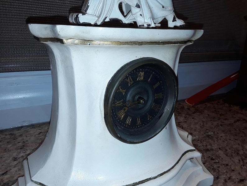 RARE GILBERT WHITE Mantle Clock 1800's No. 4. Movement - Figural Topper ...