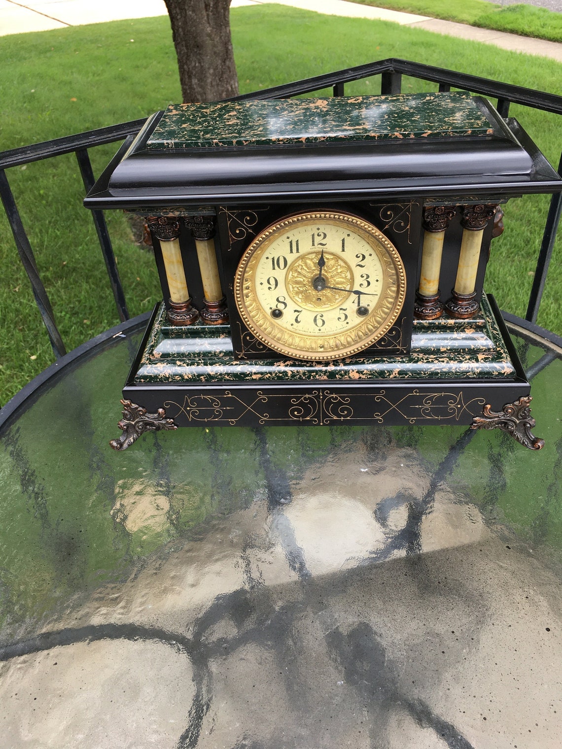 Rare Green ADAMANTINE Mantle Clock, SETH THOMAS Barn Find Like New 1900 ...