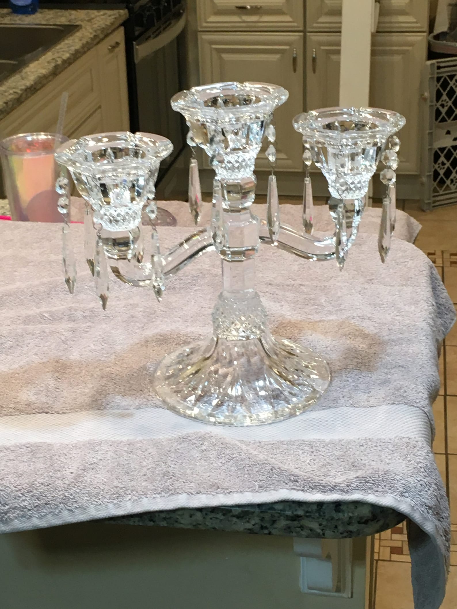 Shannon Crystal Celeste Pattern ELEGANT LARGE CENTERPIECE 3 Arm ...