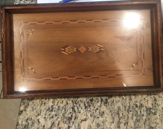 Antique Rare INLAID WOODEN TRAY 19c Mahogany Walnut Edwardian Gallery ...