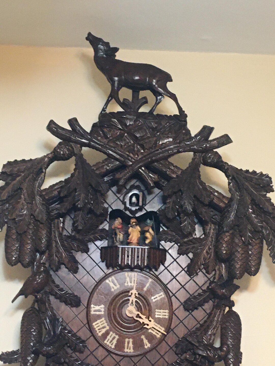 German Cuckoo Clock Black Forest HUGE SUPER CARVED 33" Tall, 3d Bird ...