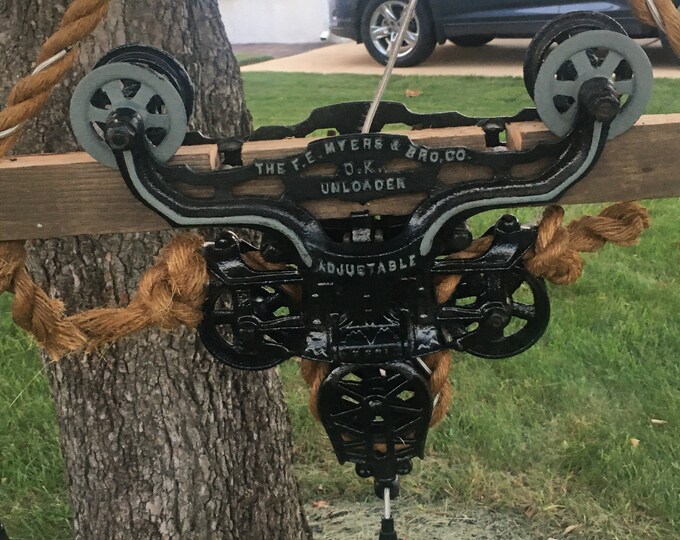 Antique RUSTIC FARMHOUSE Hay Trolley Chandelier Industrial, Kitchen ...