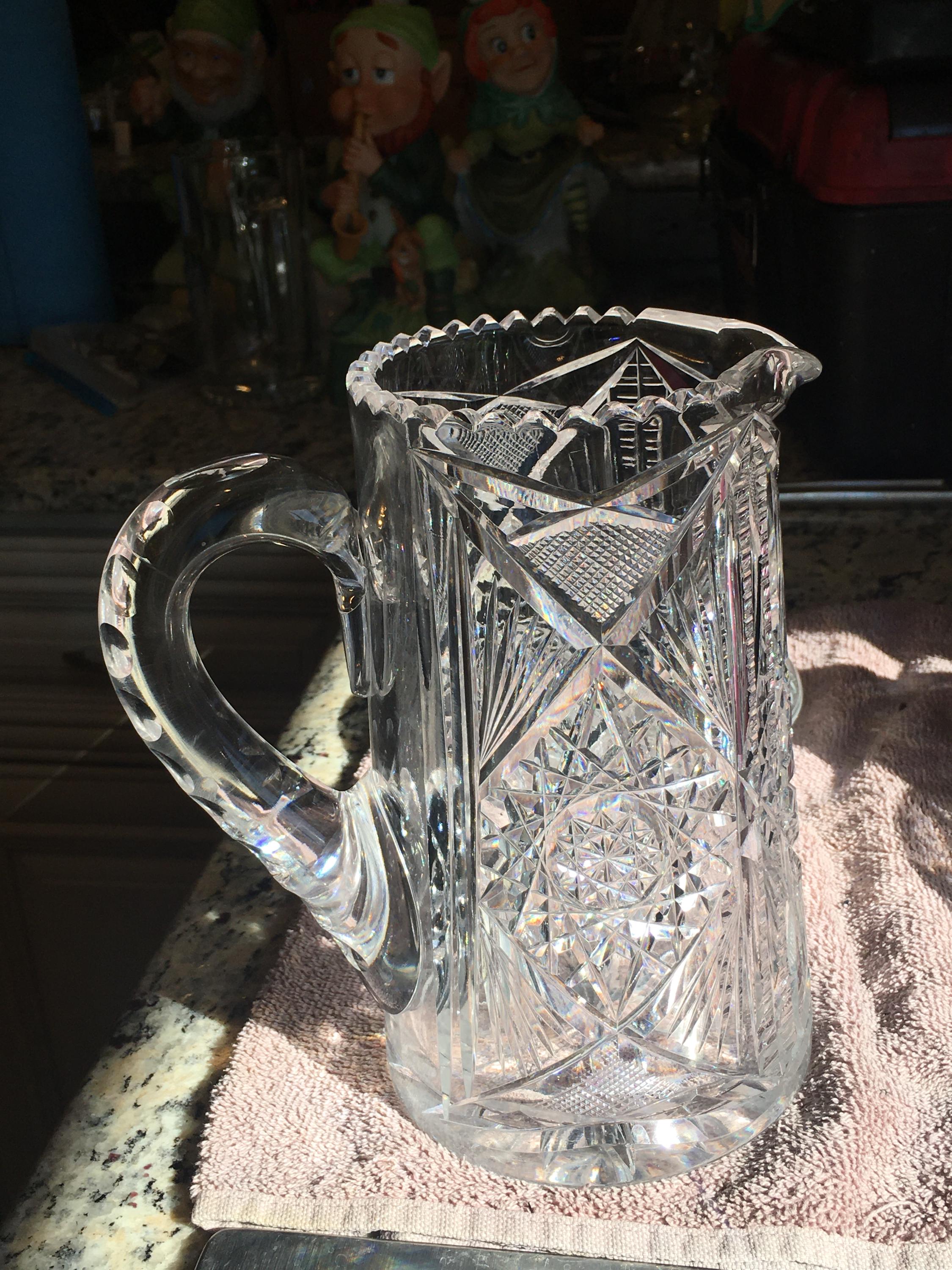 SUPERB! ABP Super Cut Glass Pitcher / Jug X-heavy American Brilliant ...