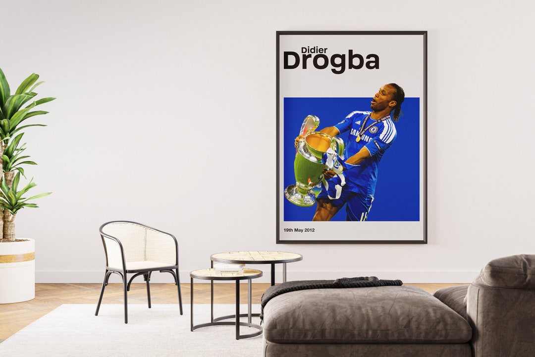 Football Poster, Didier Drogba Inspired, Football Art Print, Chelsea FC ...