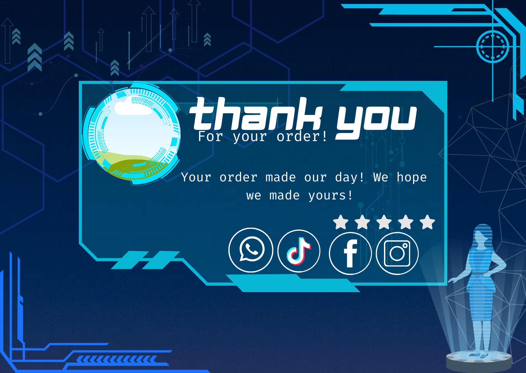 Thank You Card Futuristic Theme - Etsy