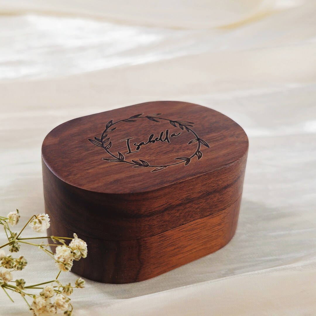 Custom Wooden Wedding Ceremony Ring Box, Wedding Double Ring Bearer ...