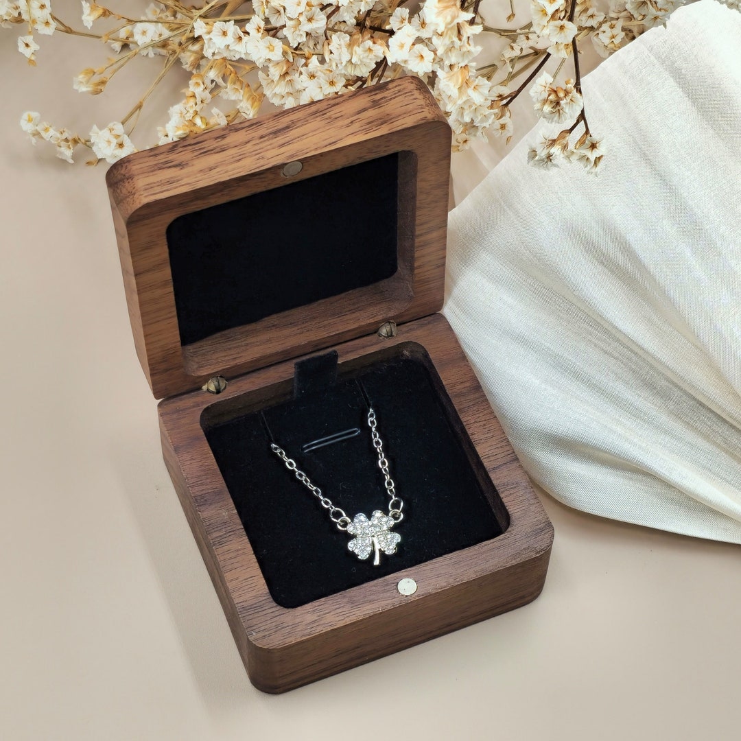 Custom Wooden Necklace Box for Her, Square Jewelry Necklace Box ...