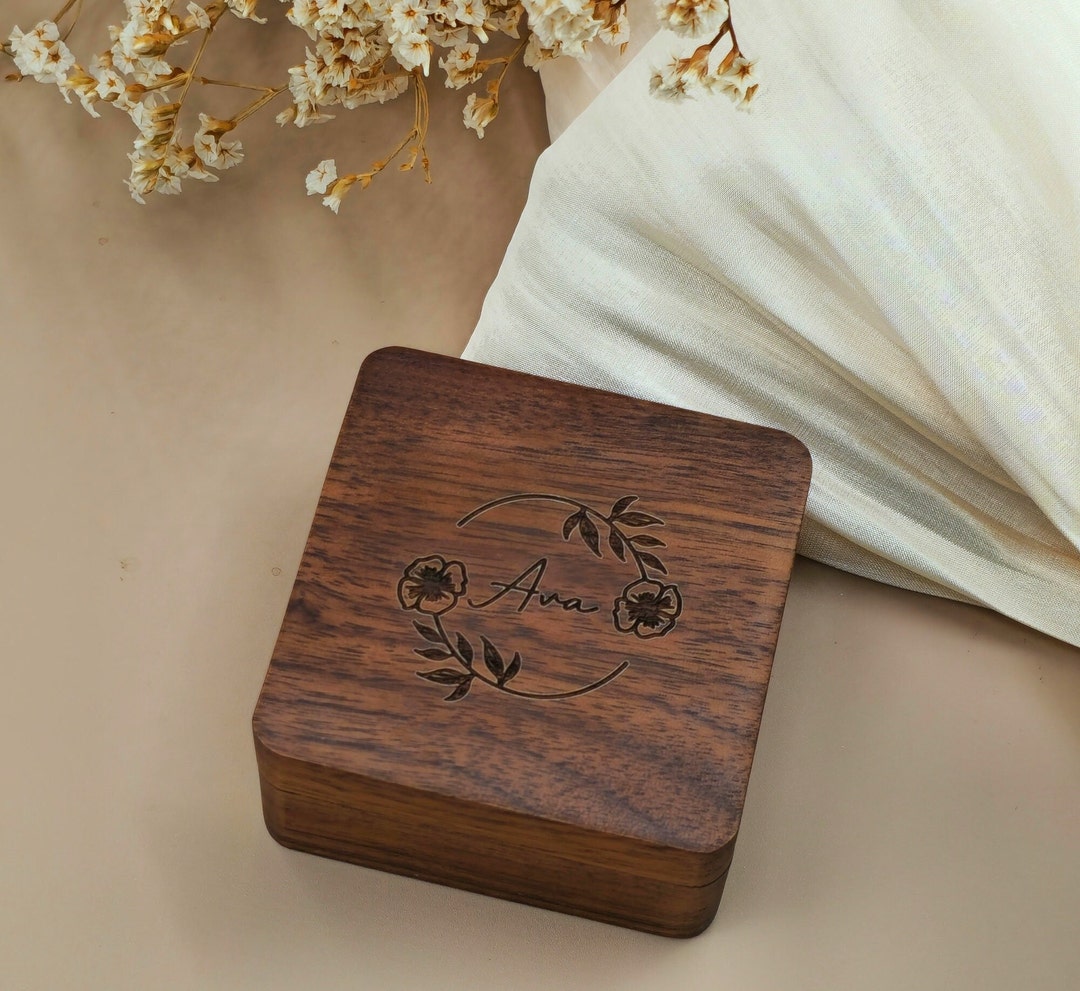 Square Jewelry Necklace Box, Custom Wooden Necklace Box for Her ...