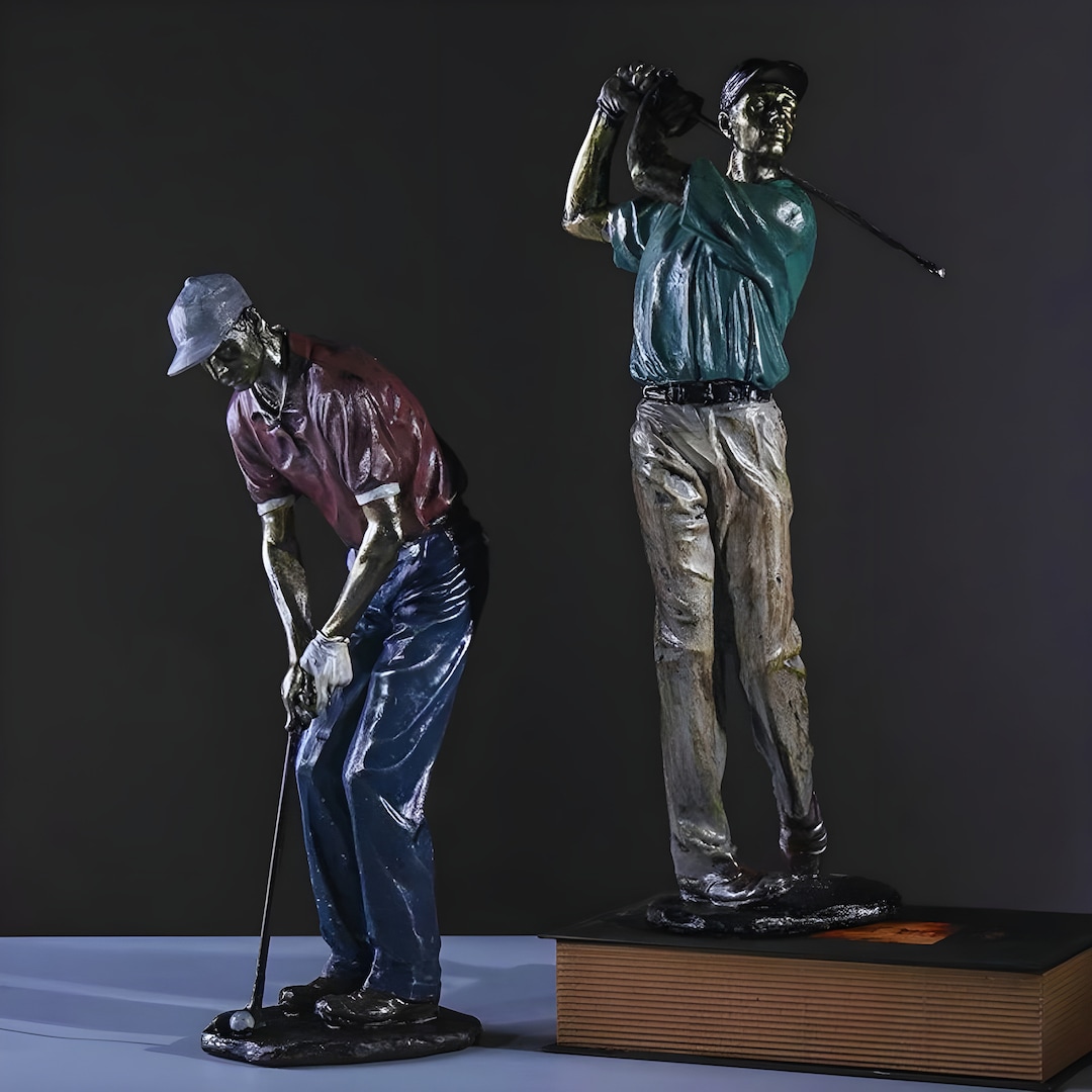 Retro Golf Statue Resin Vintage Golfer, Sport Athlete Figurine, Golfist ...