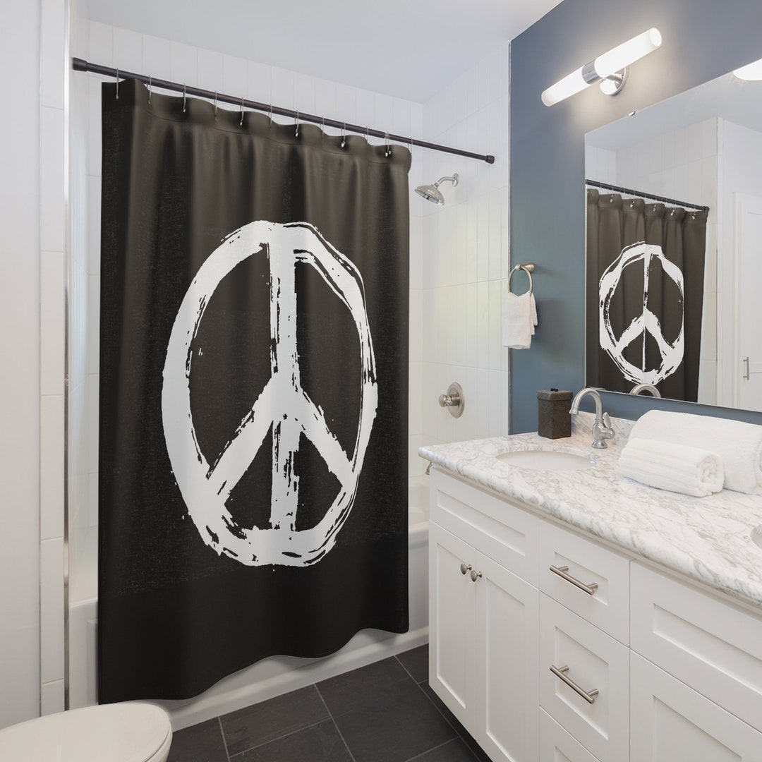 Retro Peace Sign Shower Curtain - Etsy