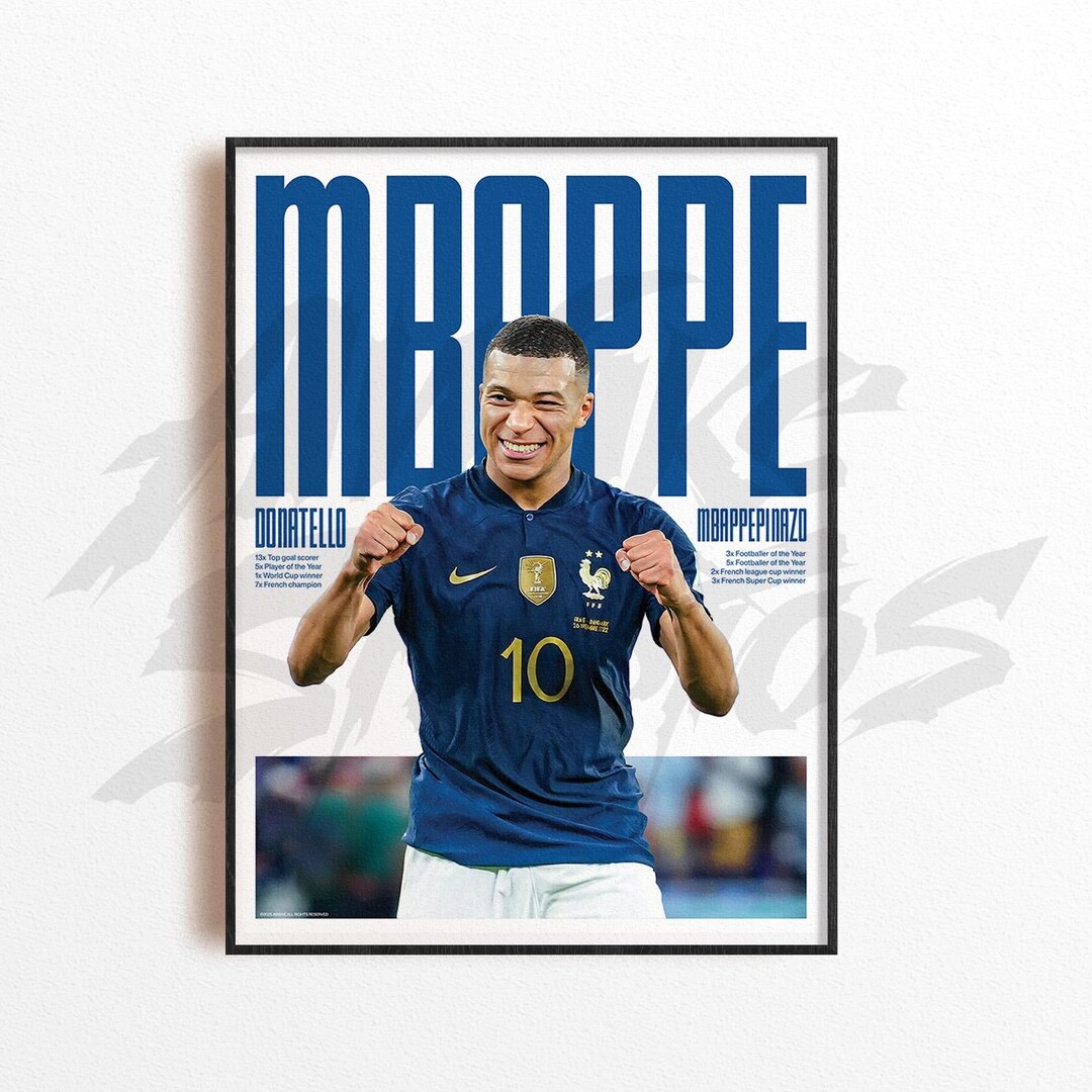 Kylian Mbappé Poster, Soccer Print, Football Print Decor, Football ...