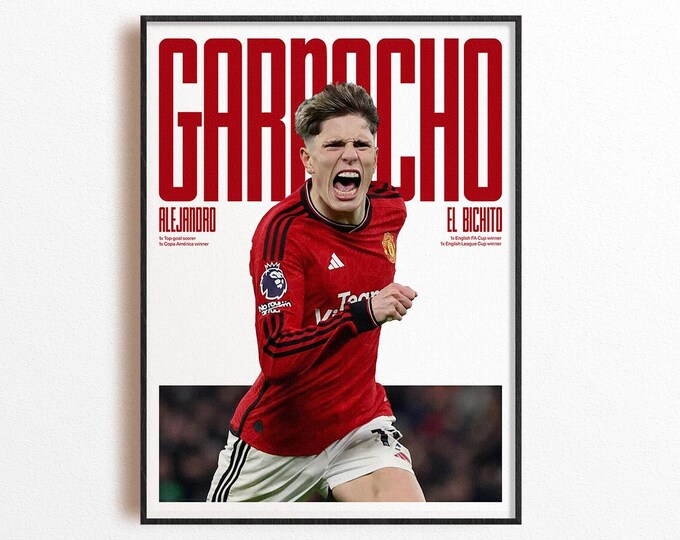 Alejandro Garnacho Poster, Alejandro Garnacho Print, Manchester United ...