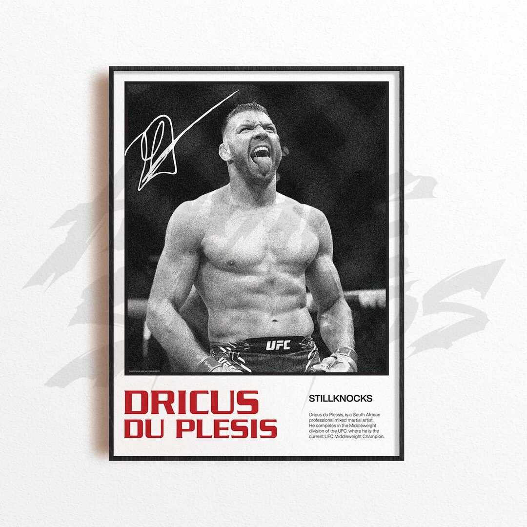 Dricus Du Plesis Art Print, Mixed Martial Arts Wall Decor, Home Gym ...
