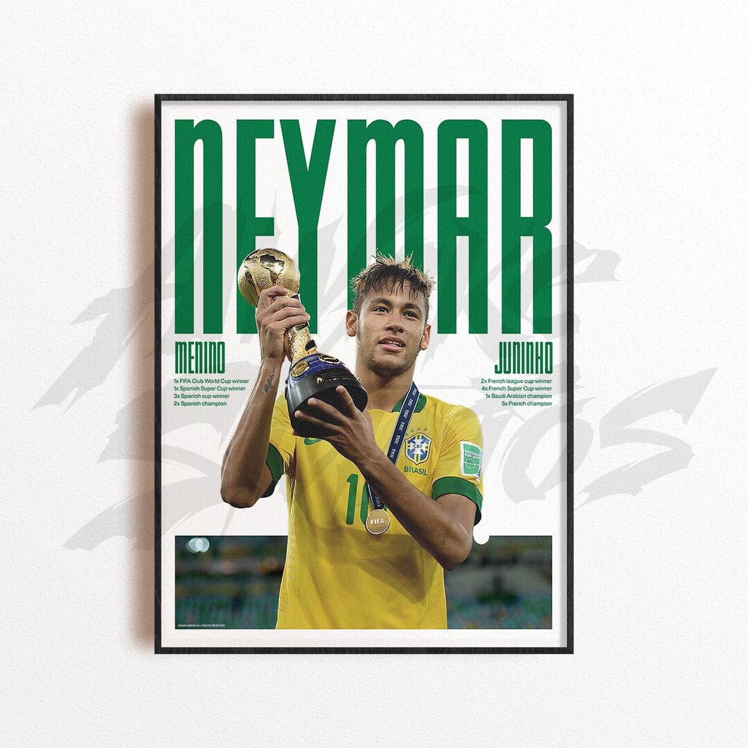 Neymar Poster, Soccer Print, Football Print Decor, Football Player ...