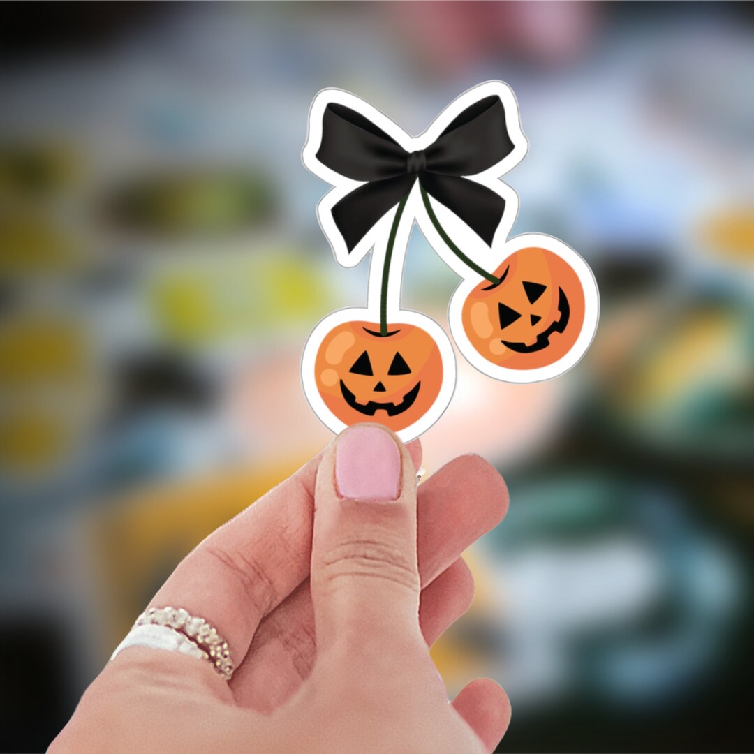 Dark Coquette Pumpkin Sticker, Black Bow Kindle Sticker, Jack-o'lantern ...