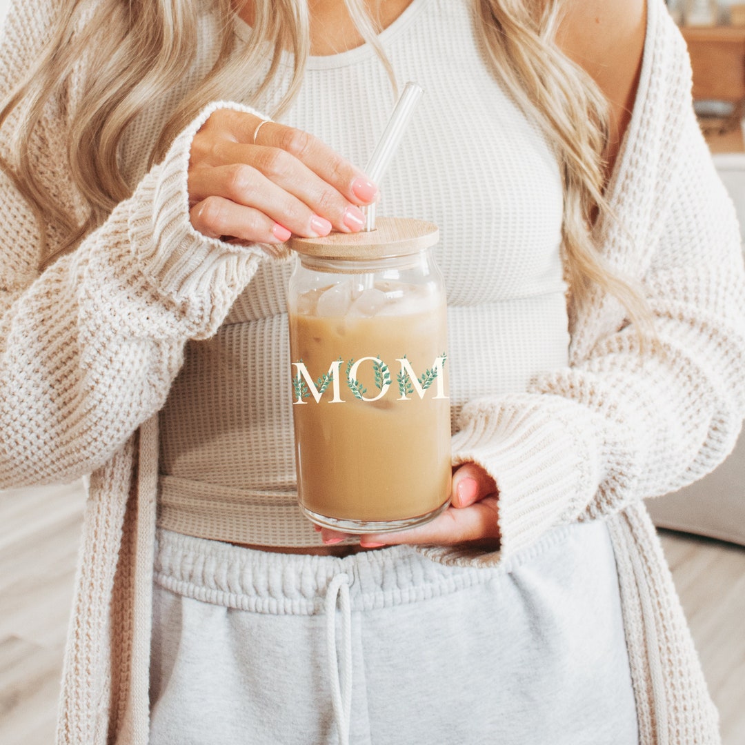 Mom Glass Tumbler Sipper Glass Mother's Day Cup Coffee Glass for ...