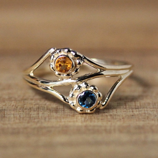 Two Birthstone Ring - Etsy