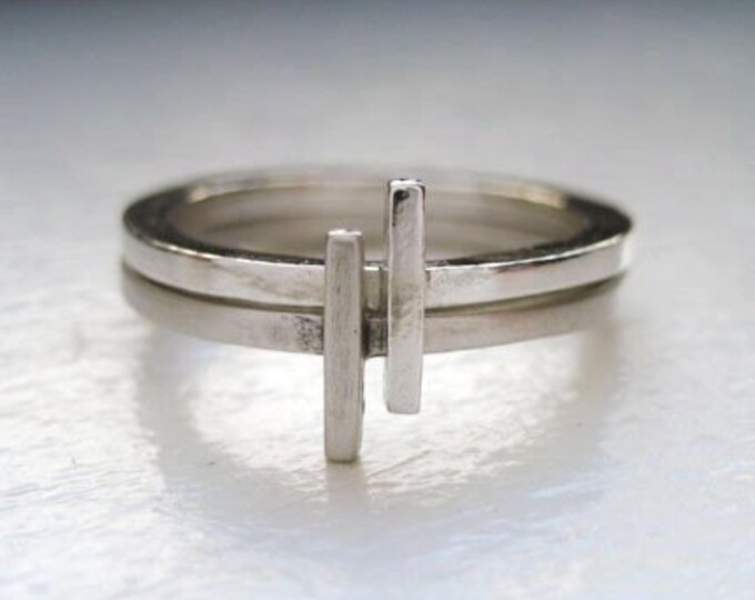 Modern Geometric Silver Stack Rings Artisan Metalsmith - Etsy