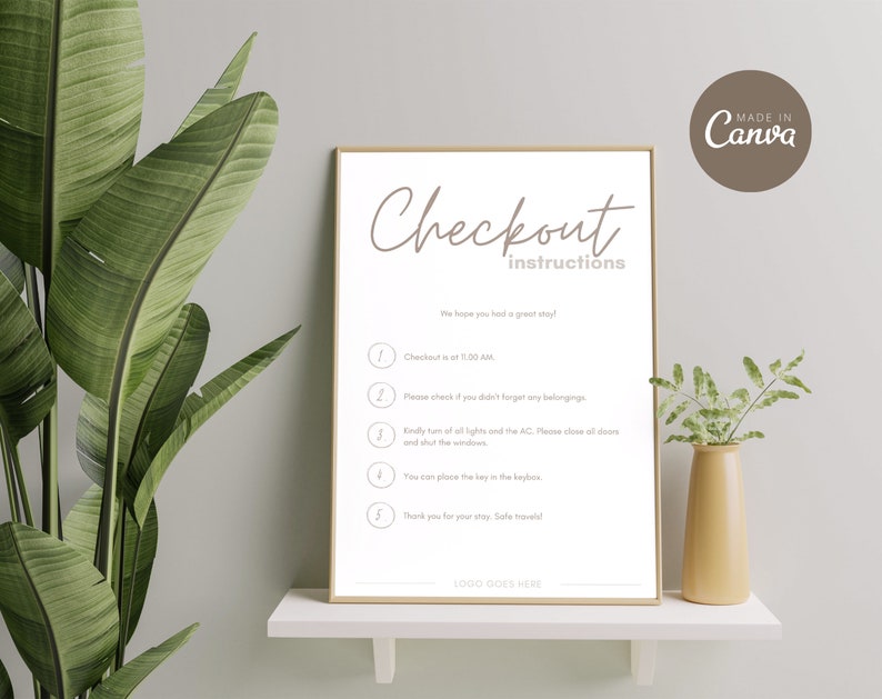 Checkout Instructions Sign Template Airbnb Guest and Host, Holiday ...