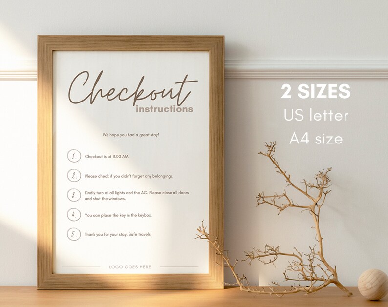 Checkout Instructions Sign Template Airbnb Guest and Host, Holiday ...