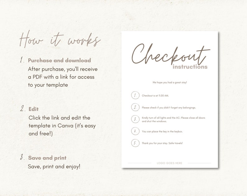 Checkout Instructions Sign Template Airbnb Guest and Host, Holiday ...