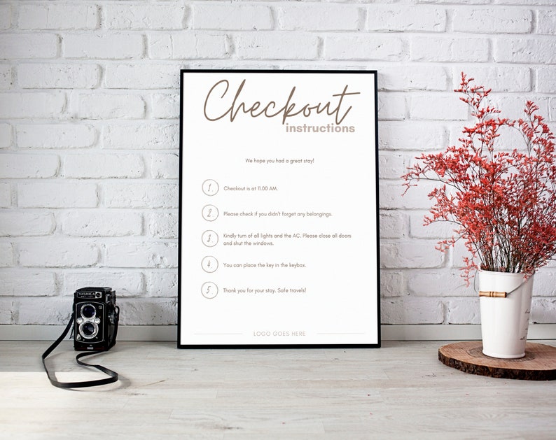 Checkout Instructions Sign Template Airbnb Guest and Host, Holiday ...